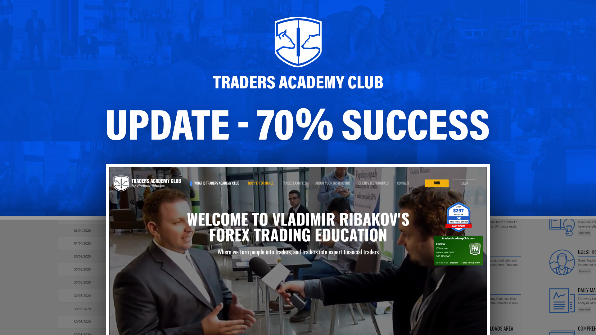 Traders Academy Club Update - (80.70% Success) - Vladimir Ribakov